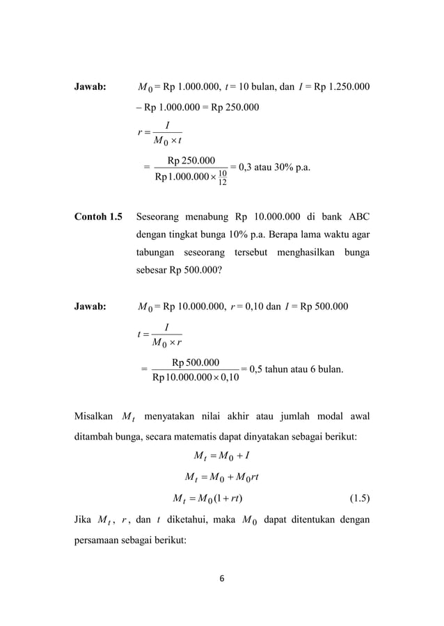 Bunga Sederhana dan Tingkat Diskon (Matematika Keuangan) | PDF