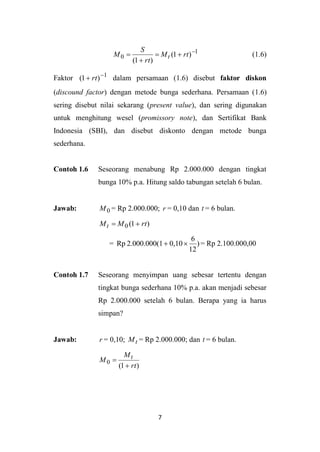 Bunga Sederhana dan Tingkat Diskon (Matematika Keuangan) | PDF