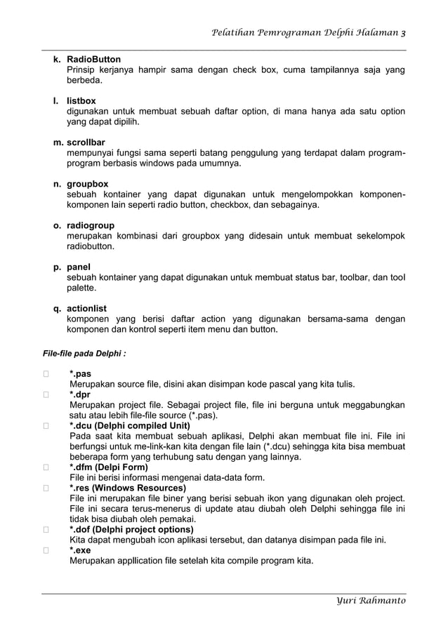 Modul1 pengenalan borlanddelphi7 | PDF