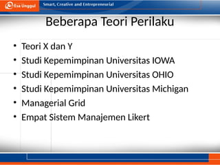 Modul 10 TEORI TENTANG Kepemimpinan (LEADERSHIP) | PPT