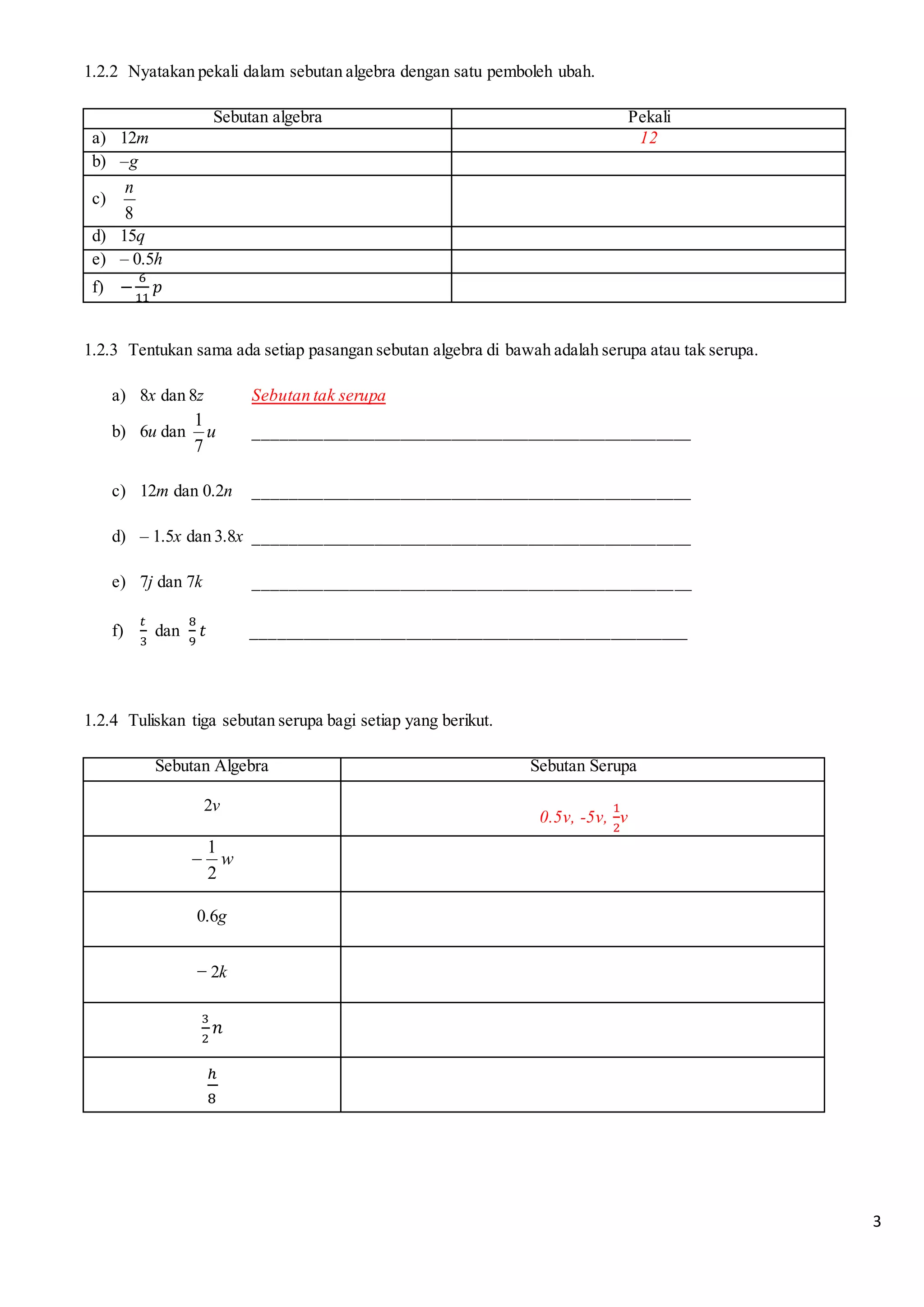 Modul 1 algebra | DOCX