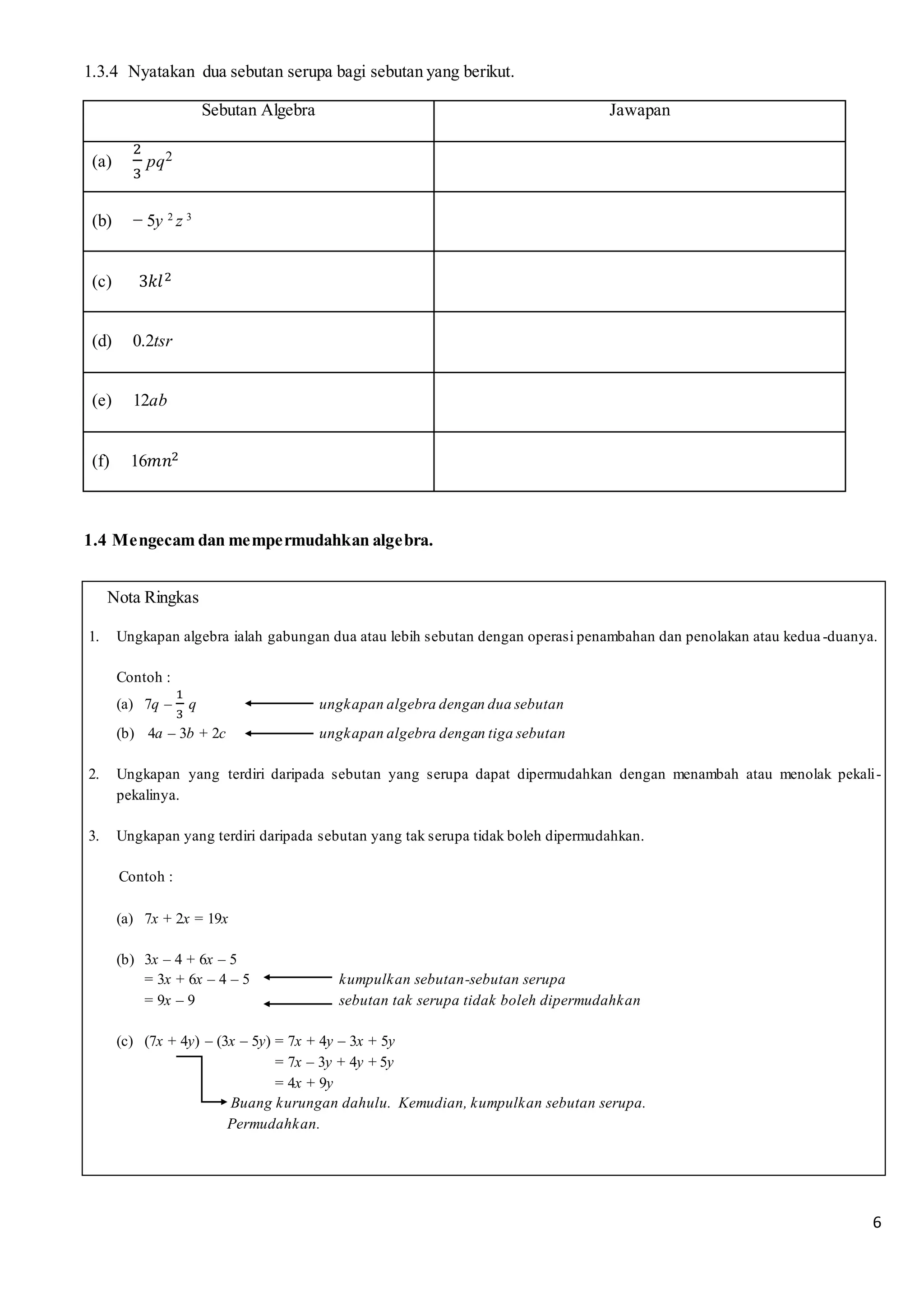 Modul 1 algebra | DOCX