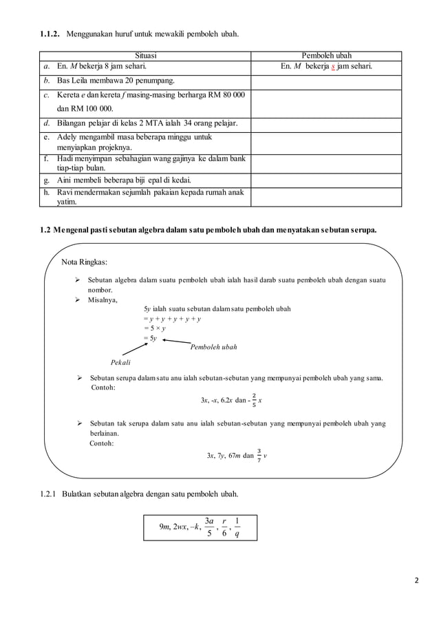 Modul 1 algebra | DOCX