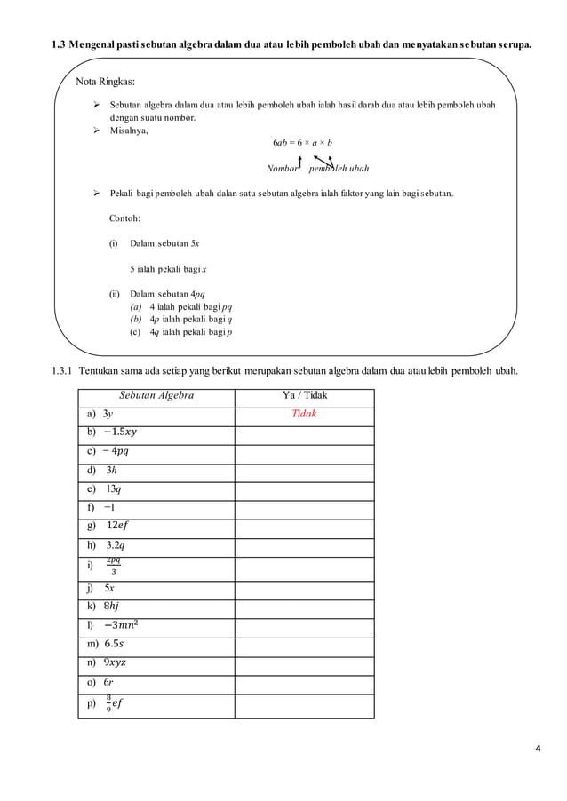 Modul 1 algebra | DOCX