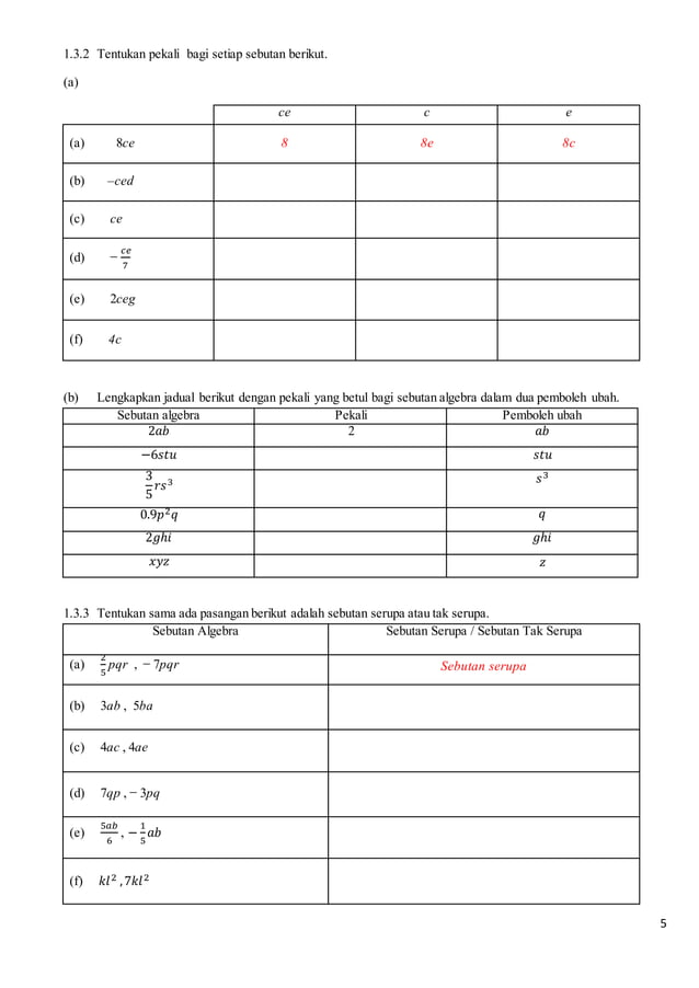 Modul 1 algebra | DOCX