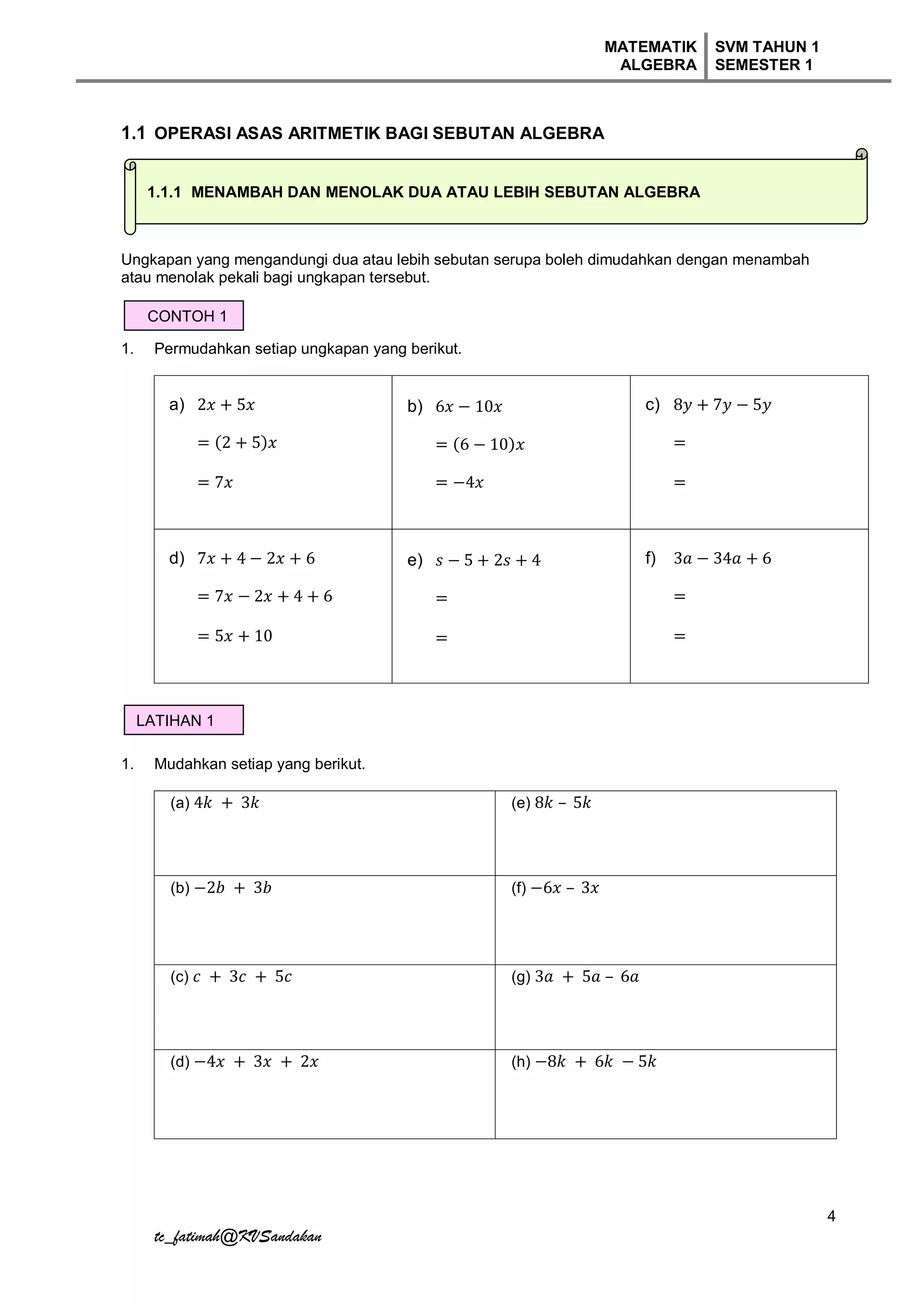 Modul 1: Algebra | PDF