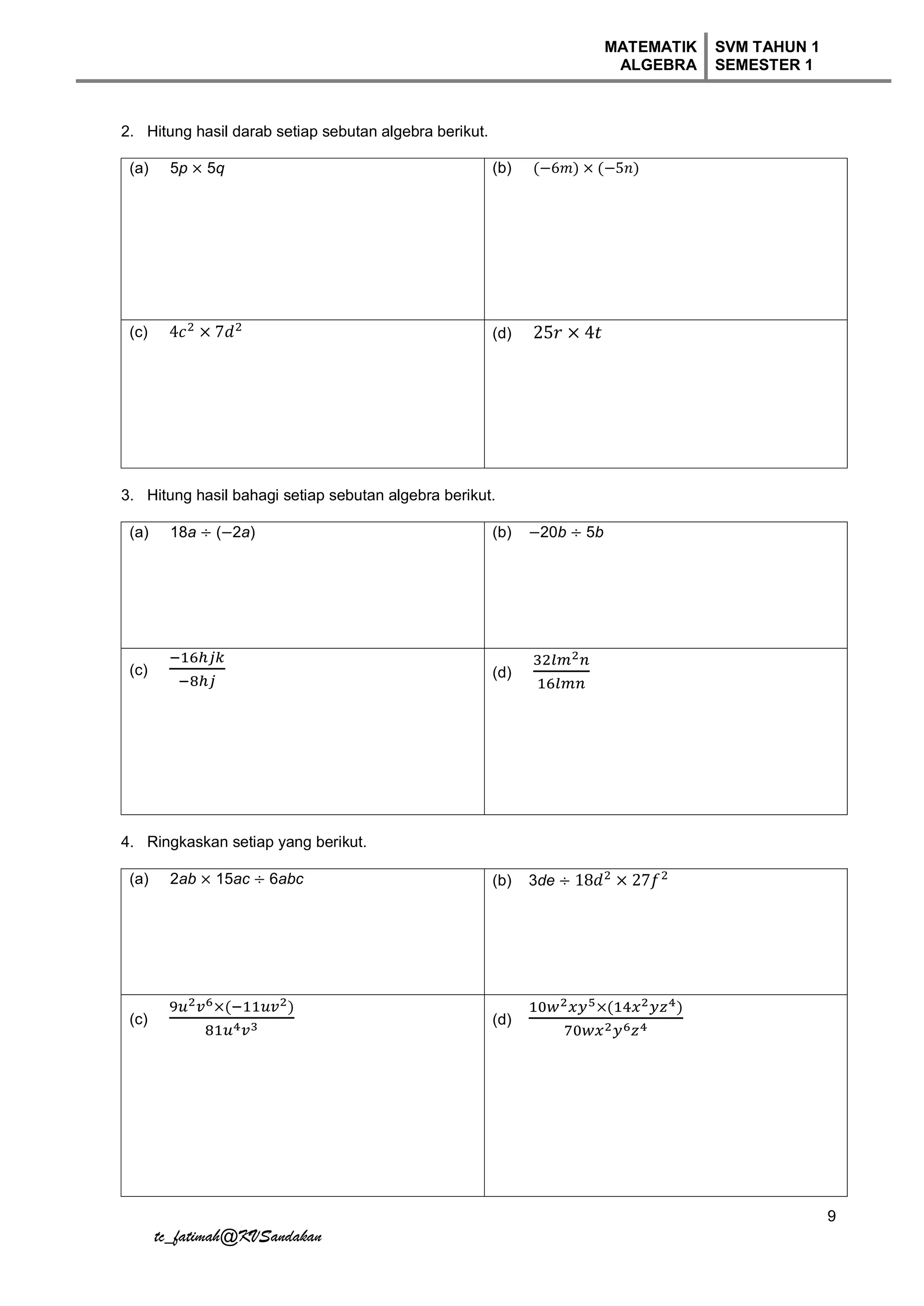 Modul 1: Algebra | PDF