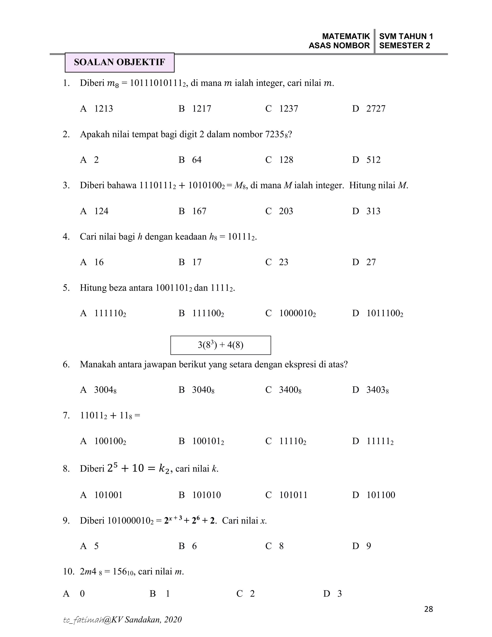 Modul 1 : Asas Nombor | PDF