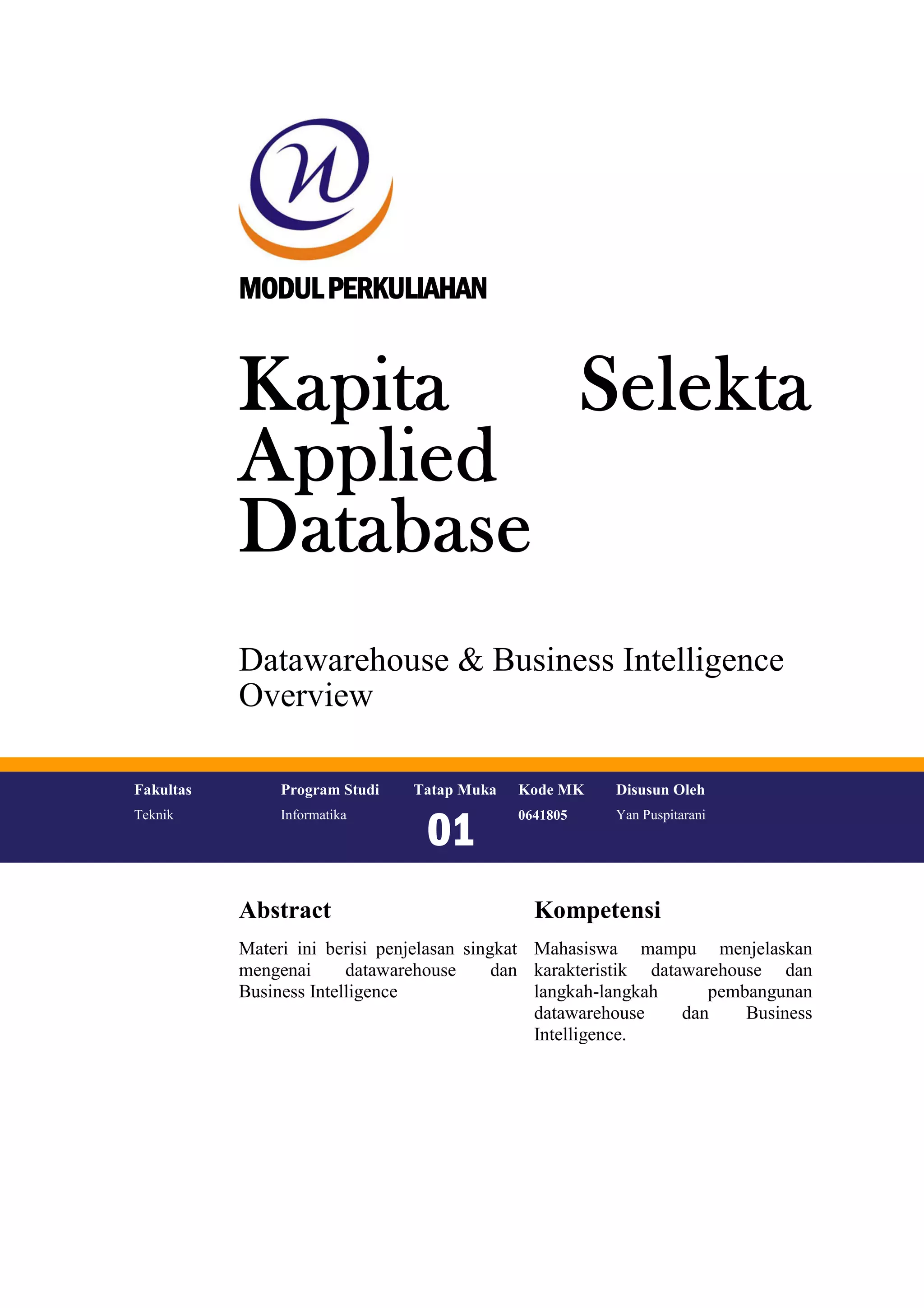 Modul 1 - Datawarehouse & Business Intelligence Overview | PDF