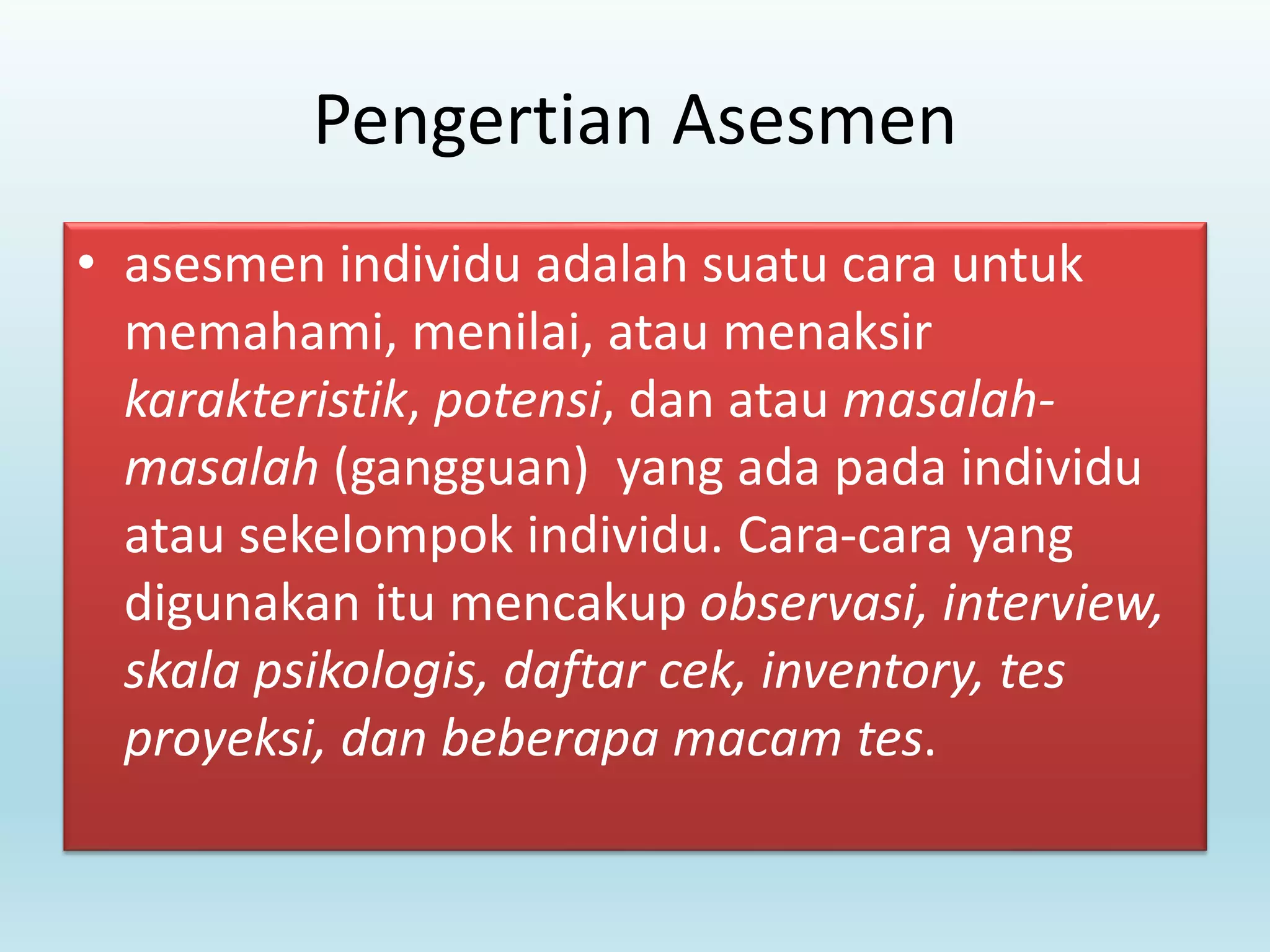 konsep dasar asesmen | PPTX