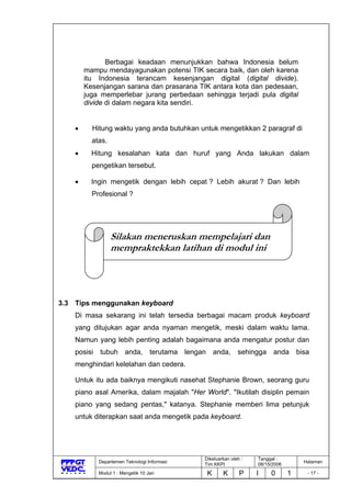 Modul 1 mengetik 10 jari | PDF