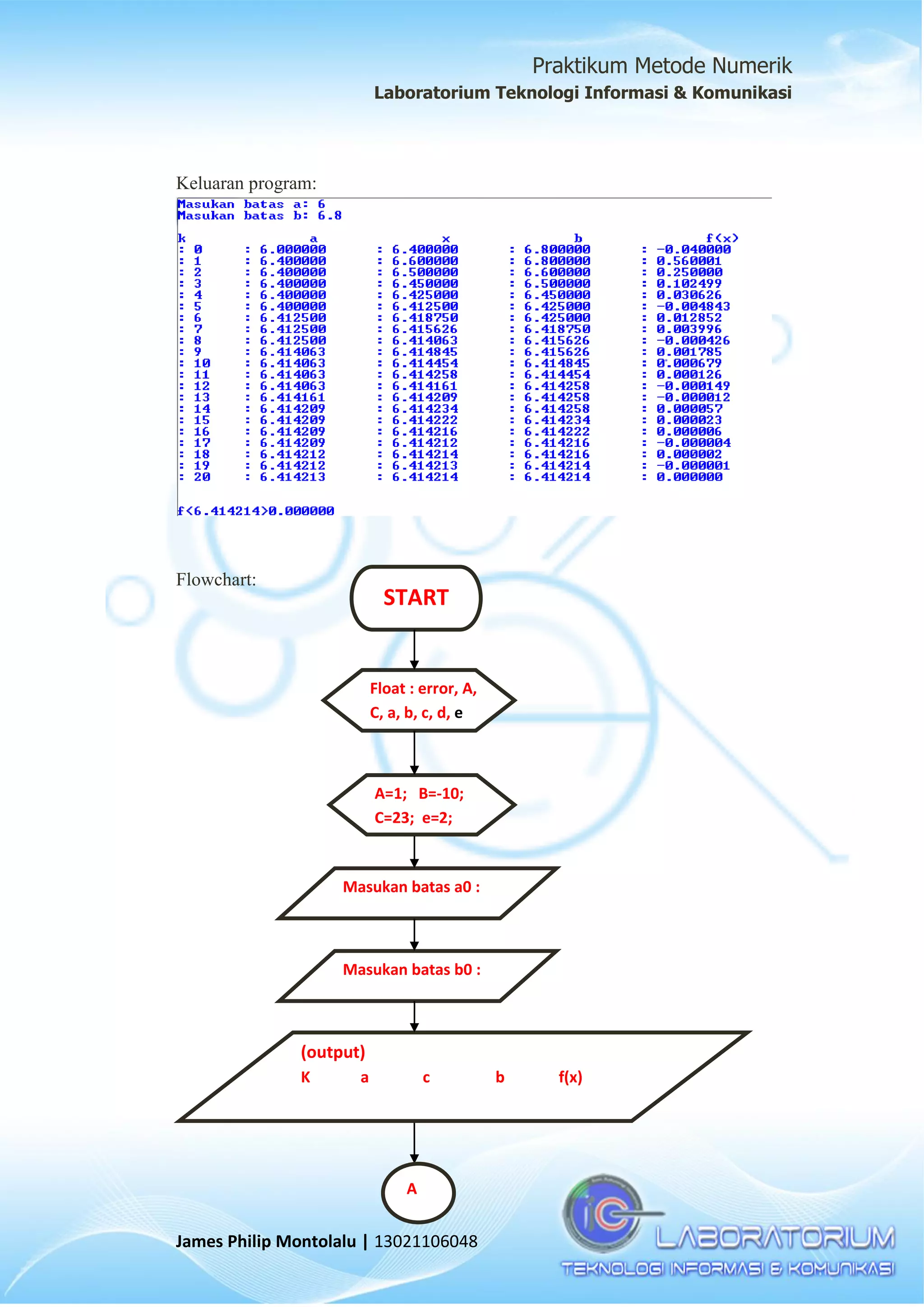 Modul1 metode bagi dua Praktikum Metode Numerik | PDF