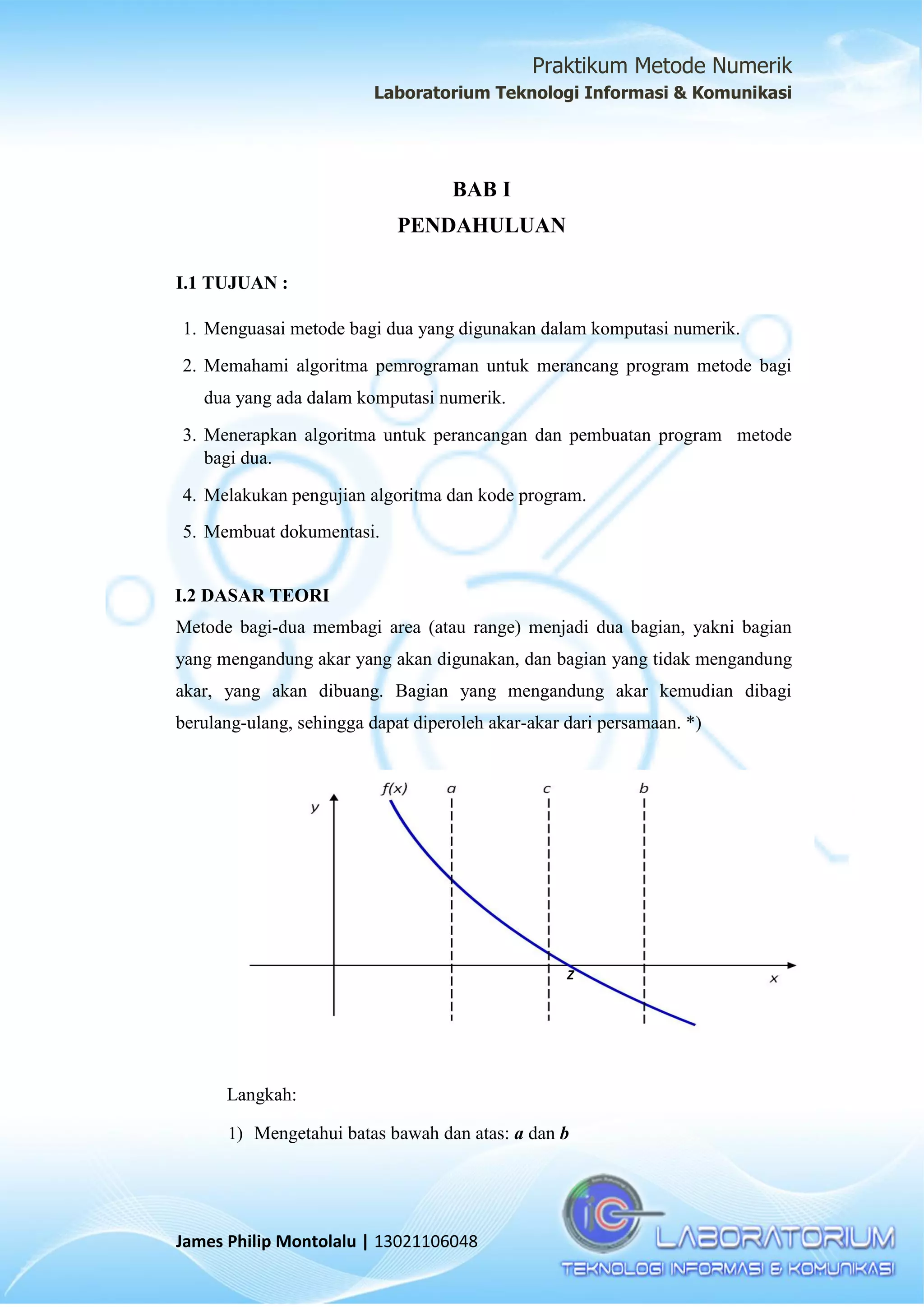 Modul1 metode bagi dua Praktikum Metode Numerik | PDF