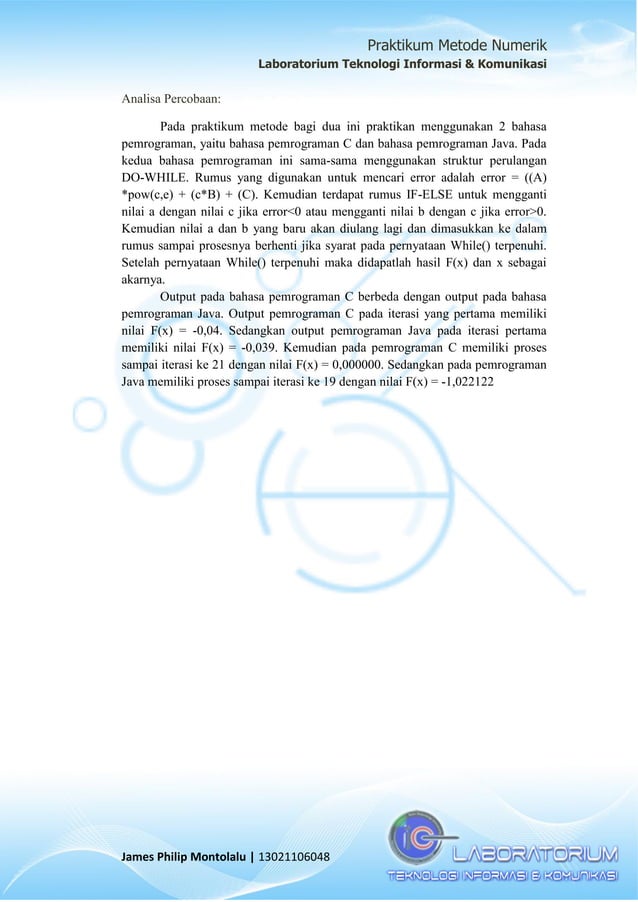 Modul1 metode bagi dua Praktikum Metode Numerik | PDF