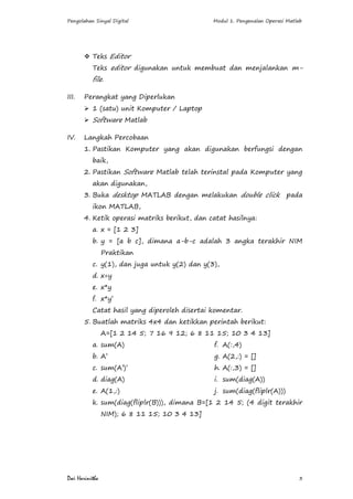 Modul 1 pengenalan matlab | PDF