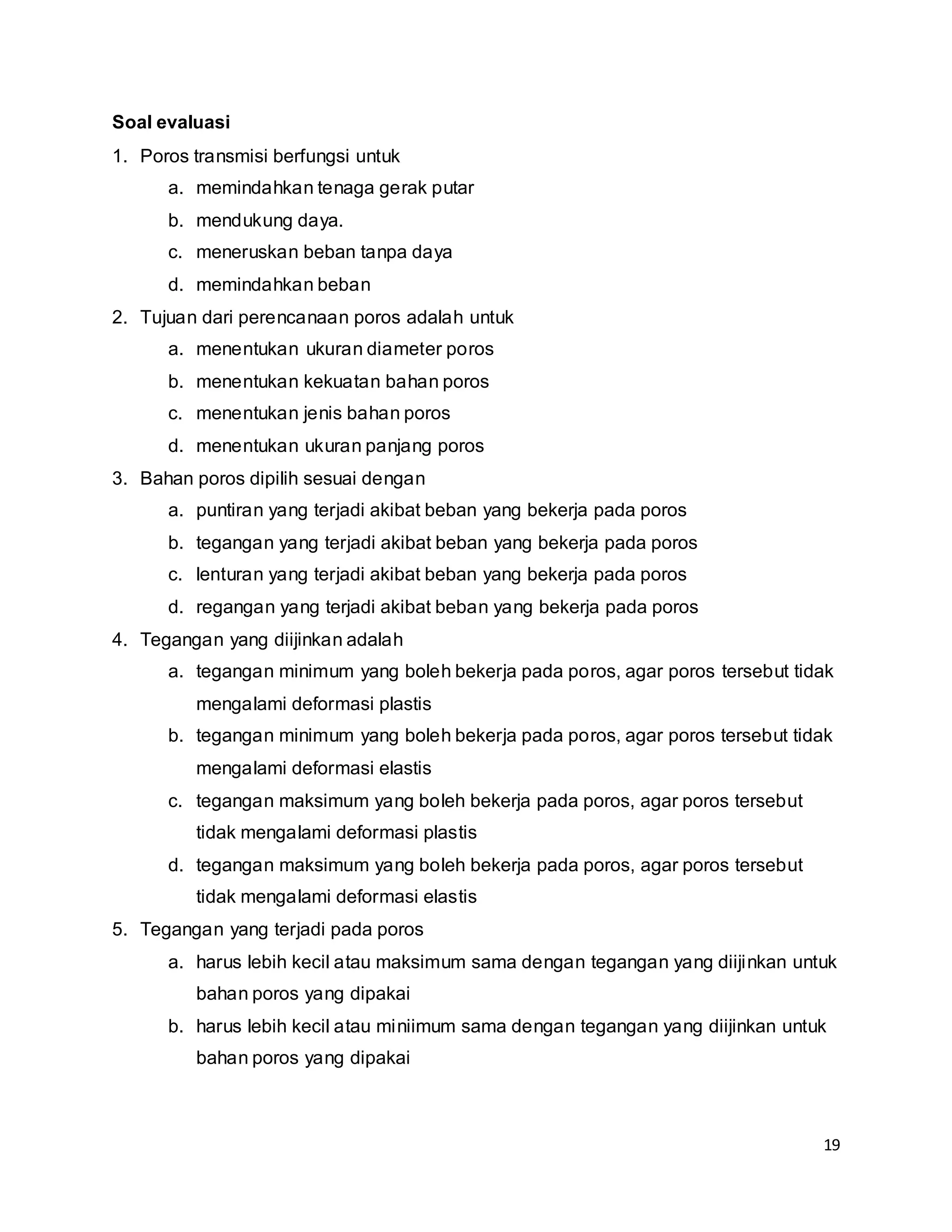 Elemen Mesin 2 - Perencanaan Poros dengan Beban Puntir | PDF