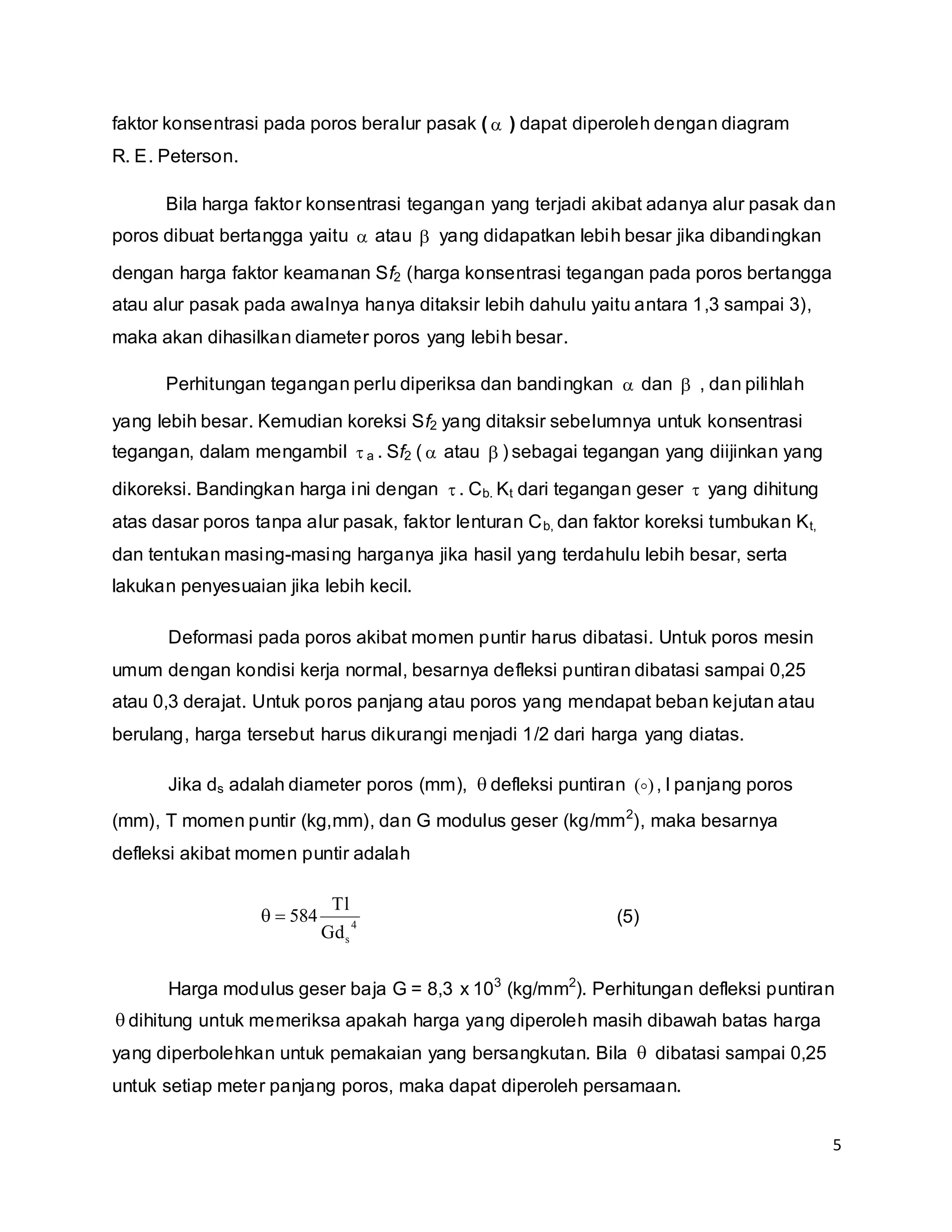 Elemen Mesin 2 - Perencanaan Poros dengan Beban Puntir | PDF