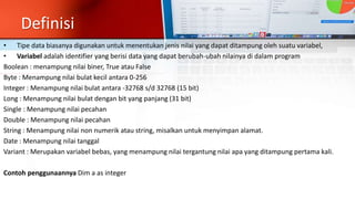 Modul 2 (Variabel,Operator,Ekspresi) Visual Basic | PPTX