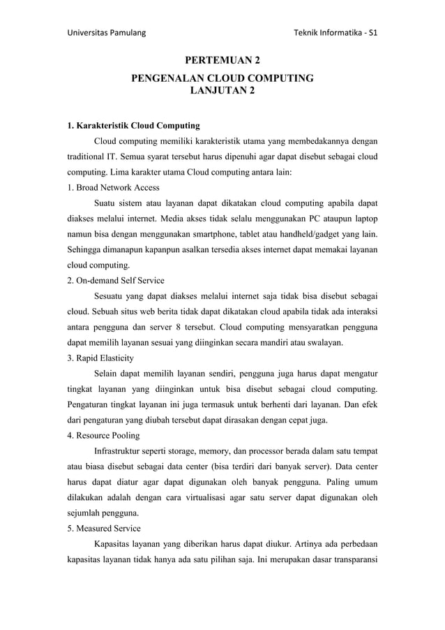 modul cloud competing, pengenalan cloud computing | PDF