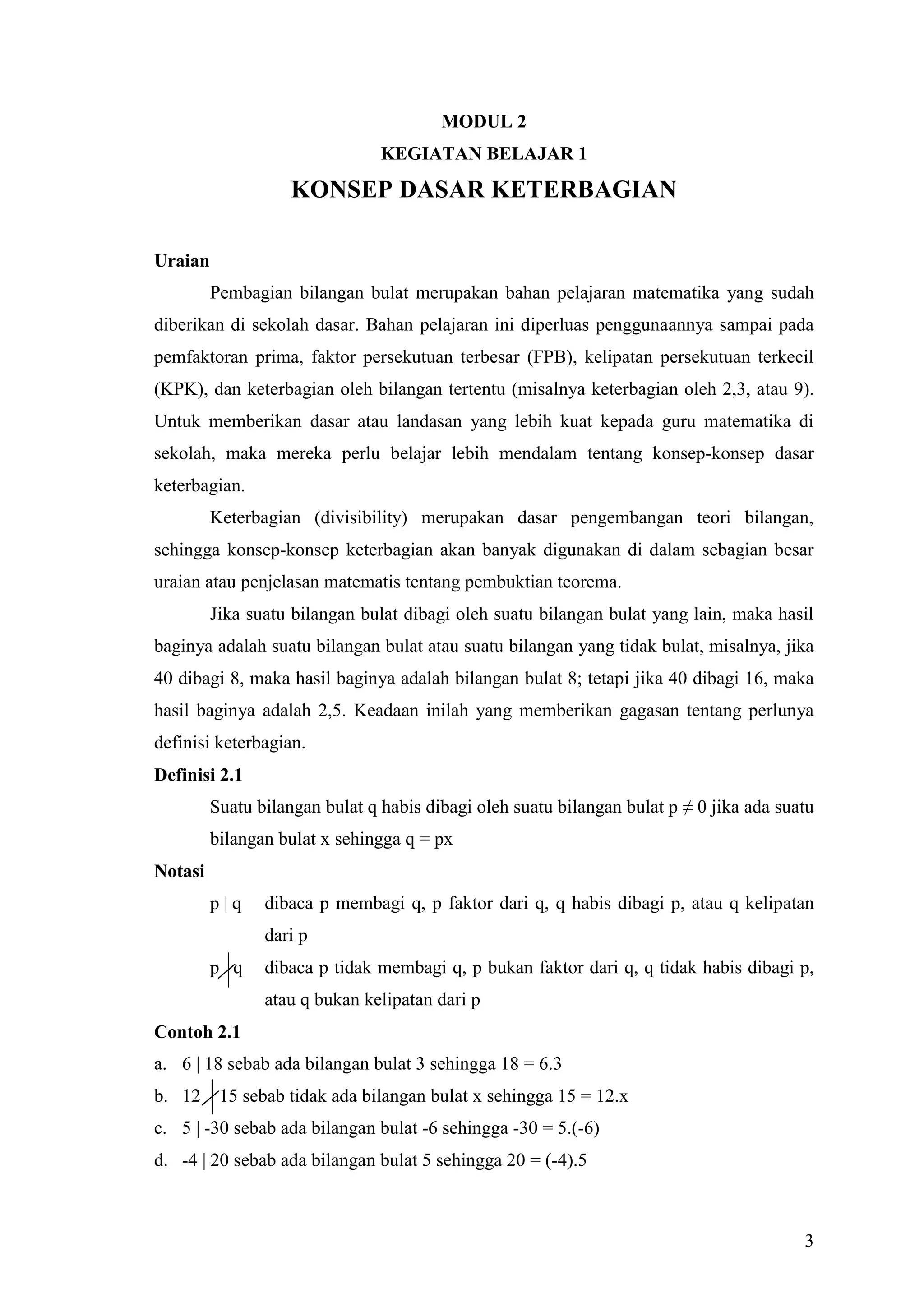Modul 2 keterbagian bilangan bulat | PDF