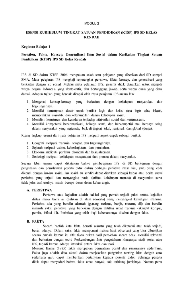 Modul 2 dan 3 Pendidikan IPS di SD | DOCX