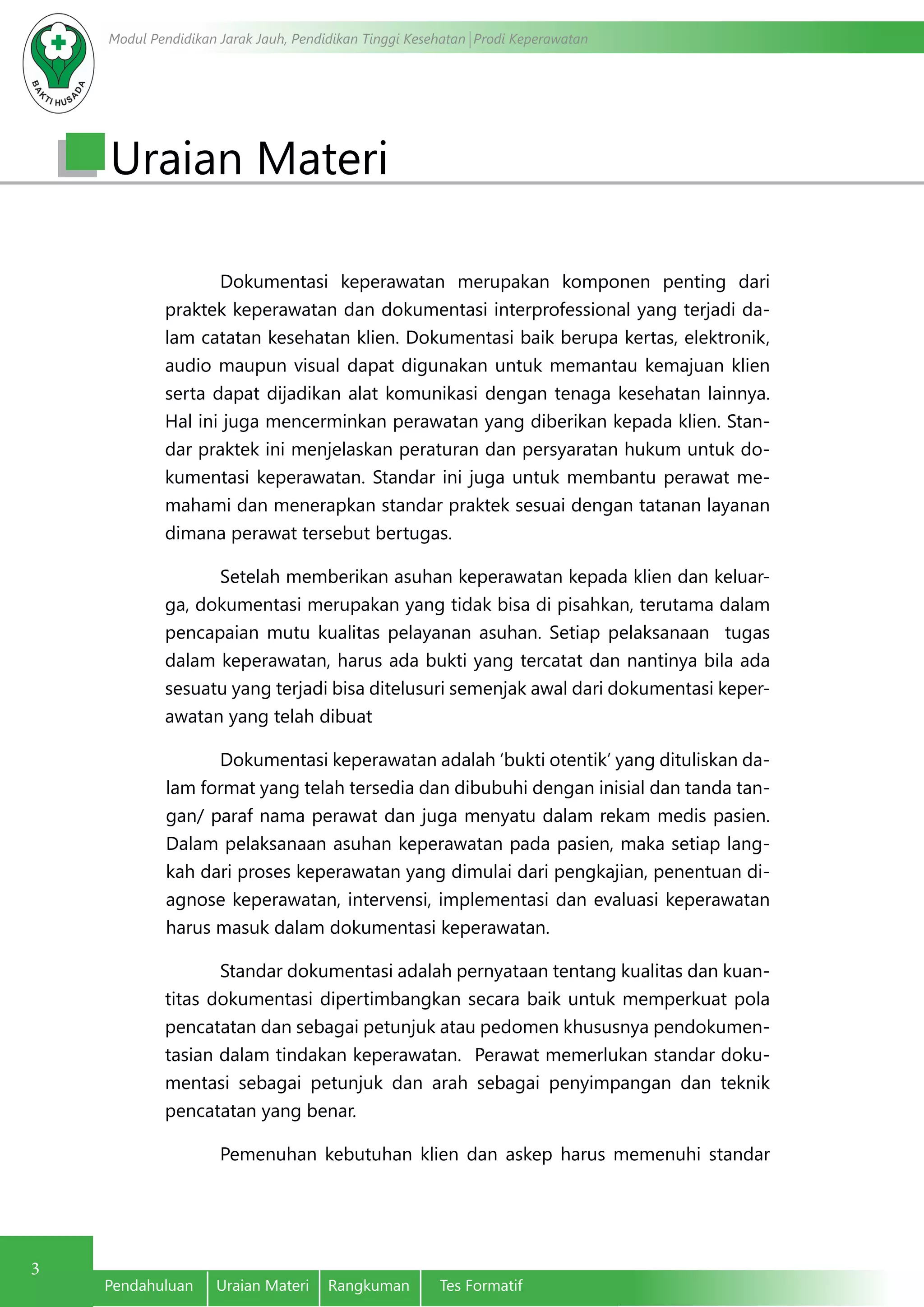 Standar Dokumentasi Keperawatan | PDF