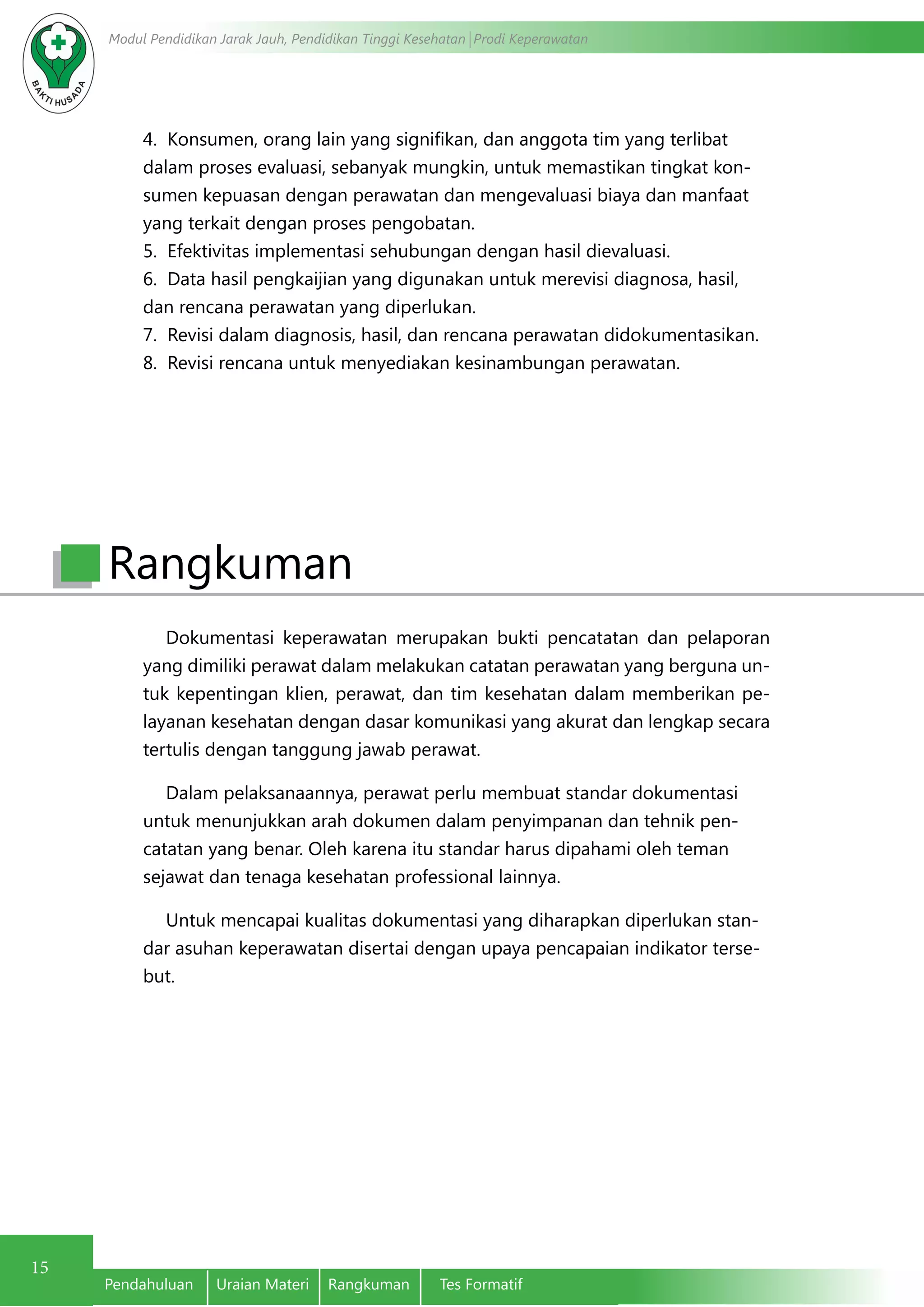 Komponen model Dokumentasi Keperawatan | PDF