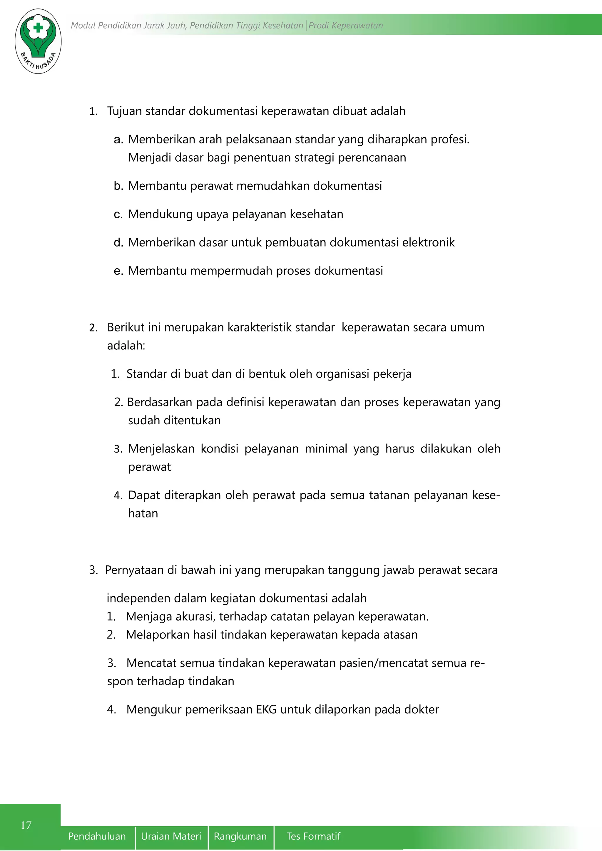 Komponen model Dokumentasi Keperawatan | PDF