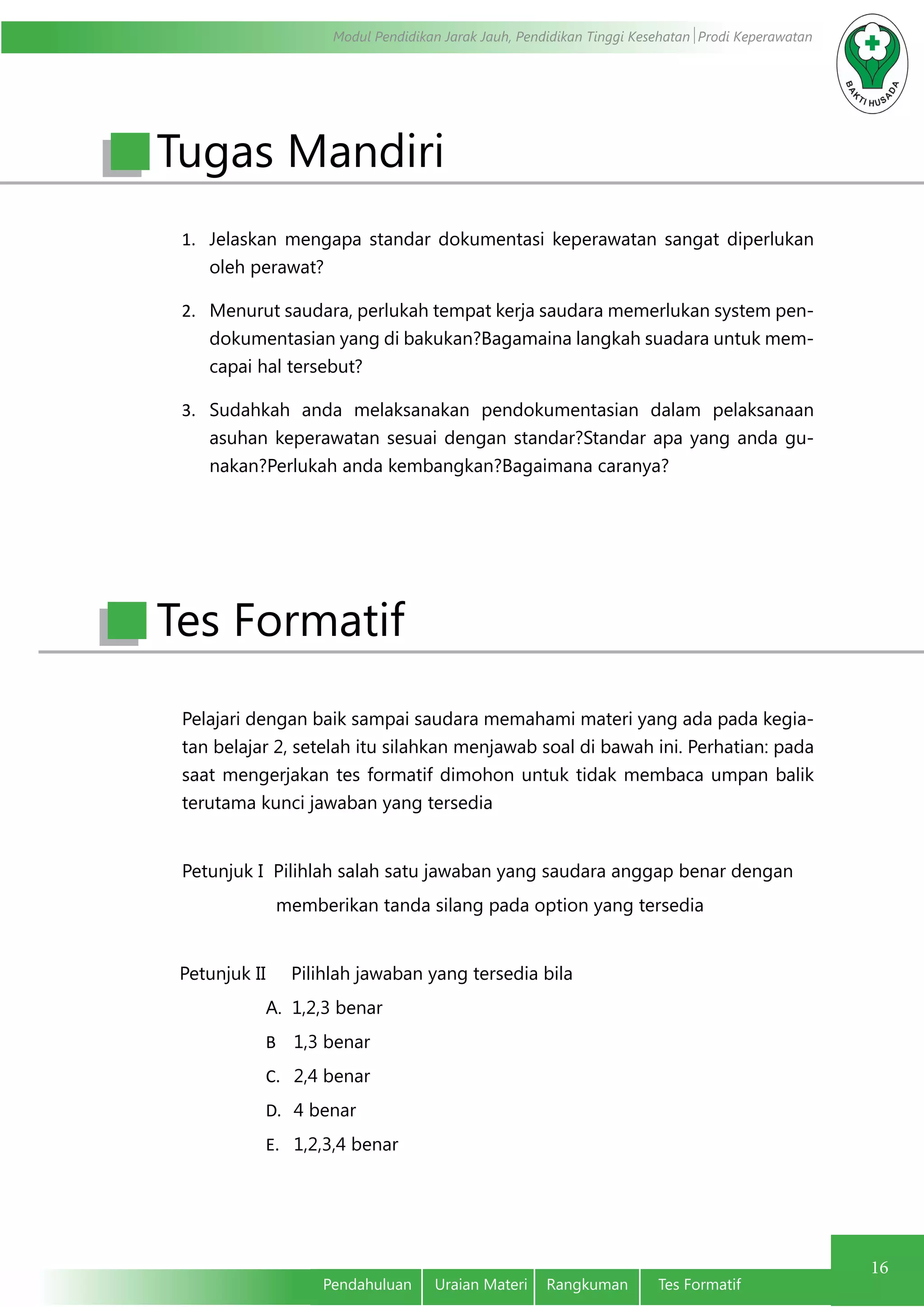 Komponen model Dokumentasi Keperawatan | PDF