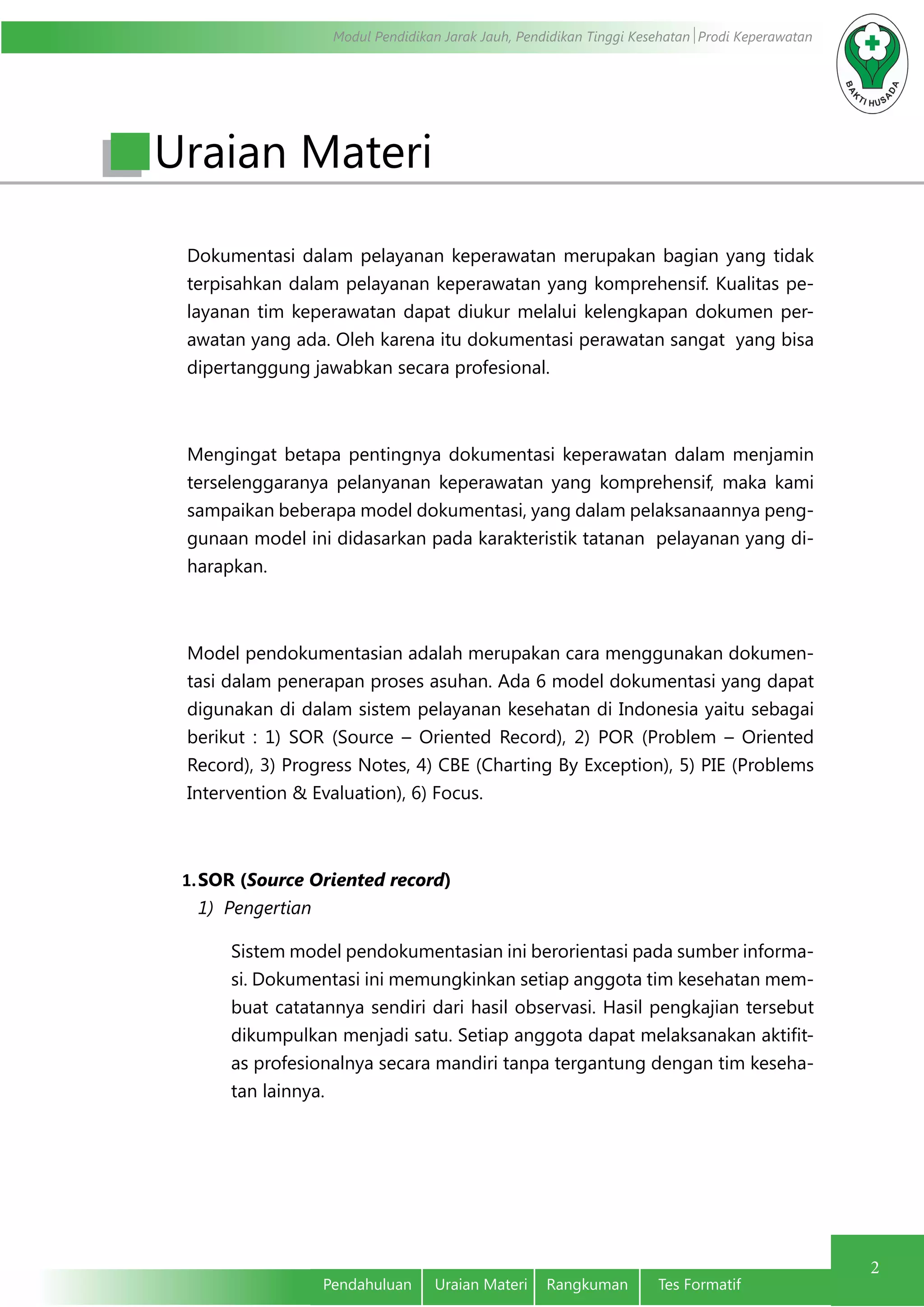 Jenis model Dokumentasi Keperawatan | PDF