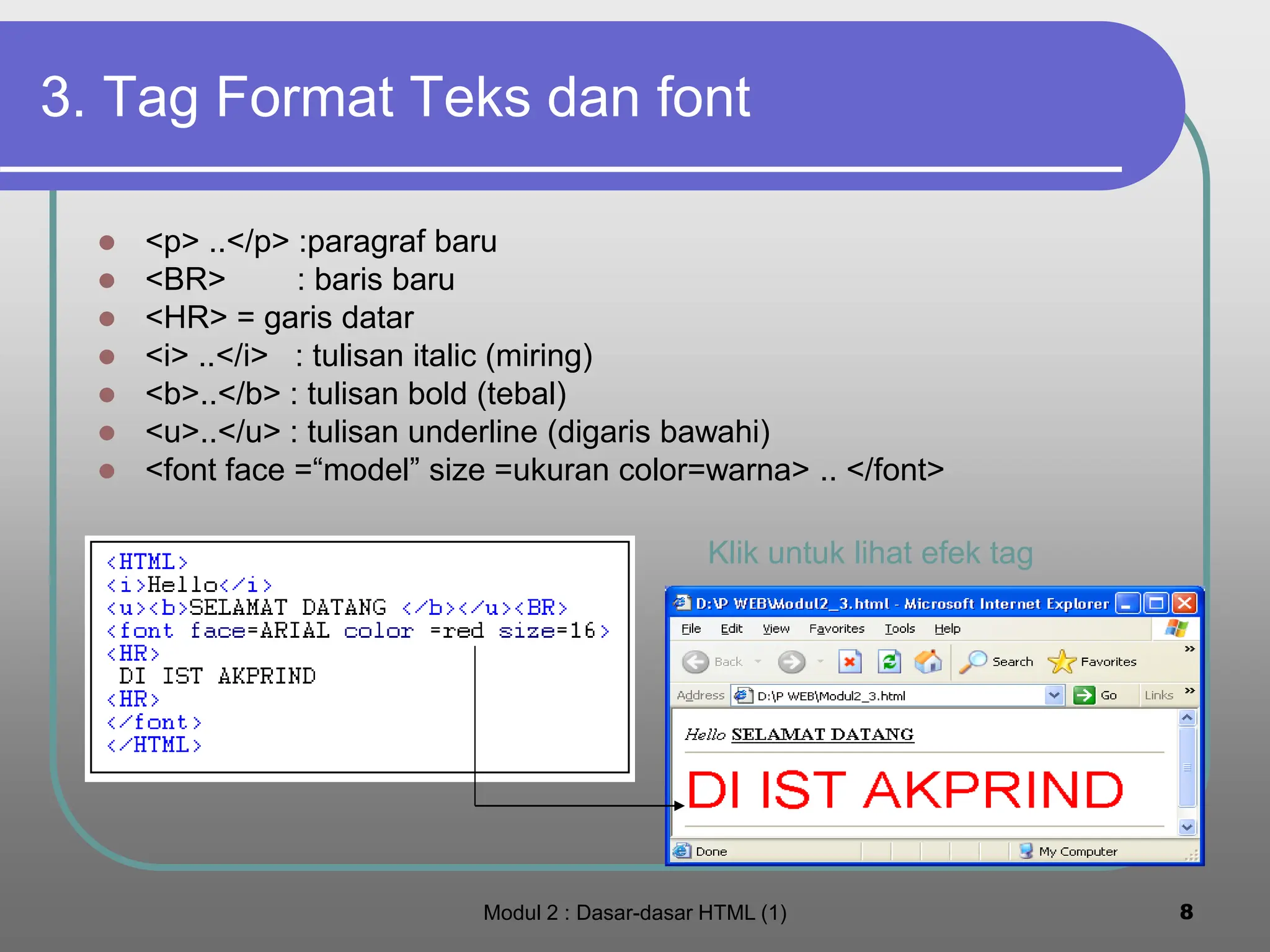 Modul DASAR HTML UNTUK PEMULA WEB PROGRA | PPT