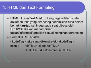 Modul DASAR HTML UNTUK PEMULA WEB PROGRA | PPT