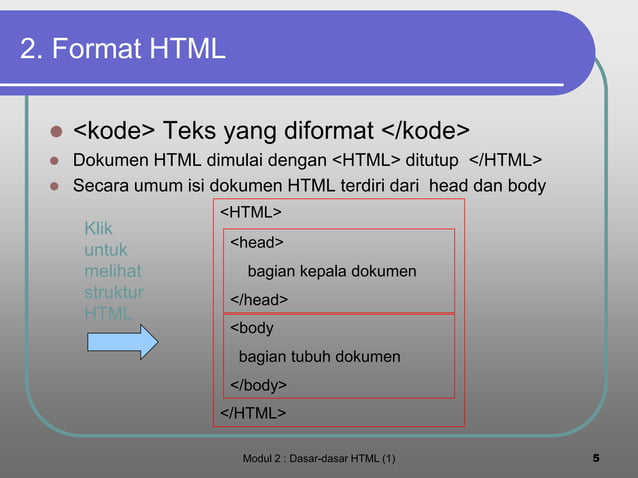 Modul DASAR HTML UNTUK PEMULA WEB PROGRA | PPT