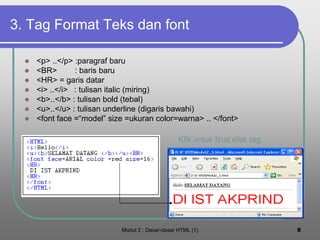Modul DASAR HTML UNTUK PEMULA WEB PROGRA | PPT