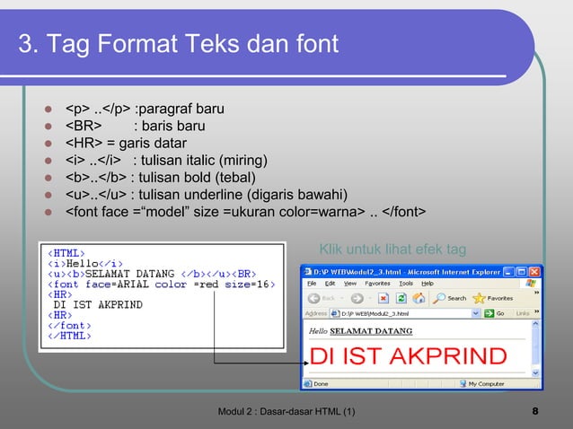 Modul DASAR HTML UNTUK PEMULA WEB PROGRA | PPT