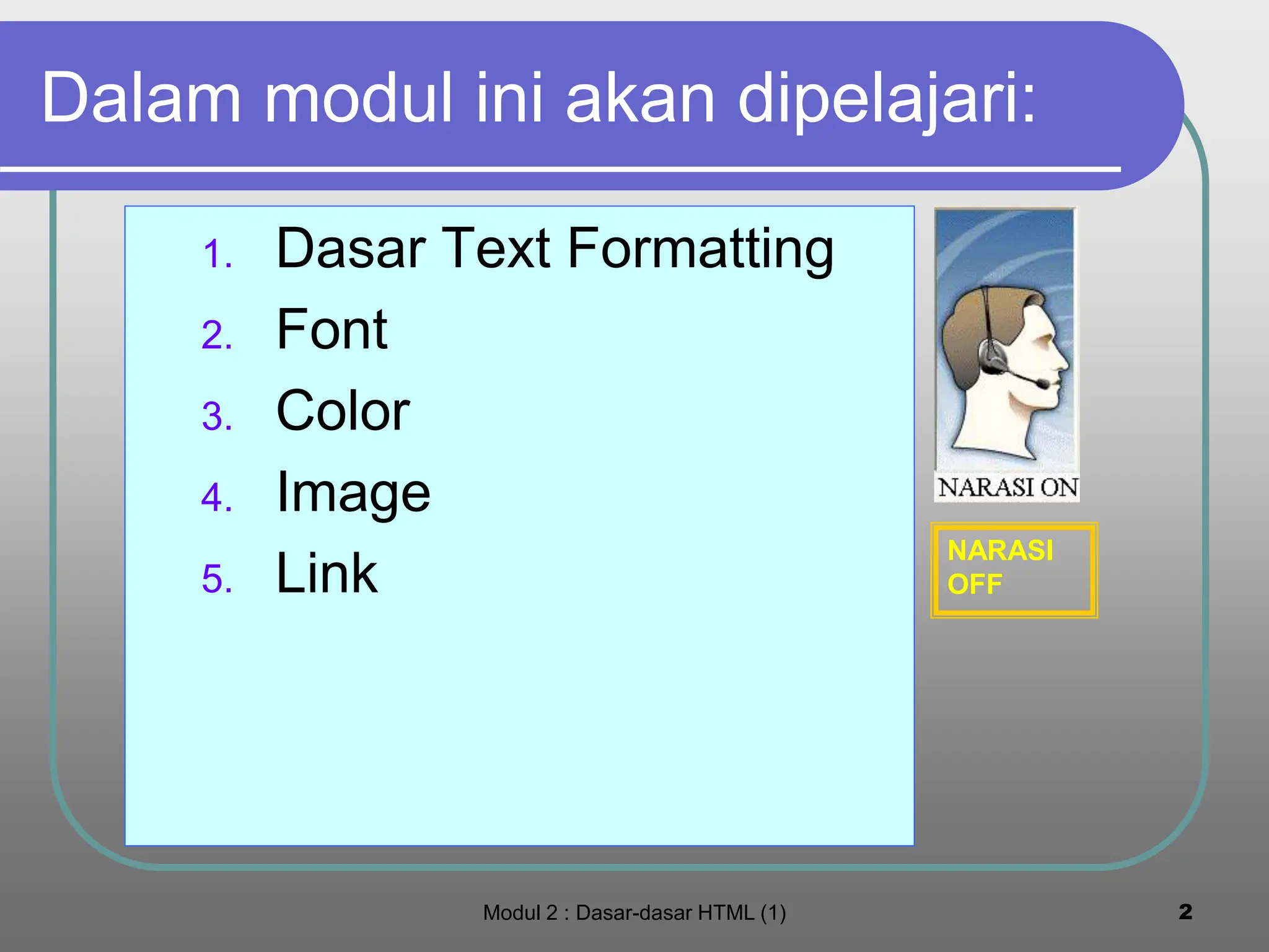 modul dasar html pemula bagi yang ingin mempelajari bahasa html.ppt