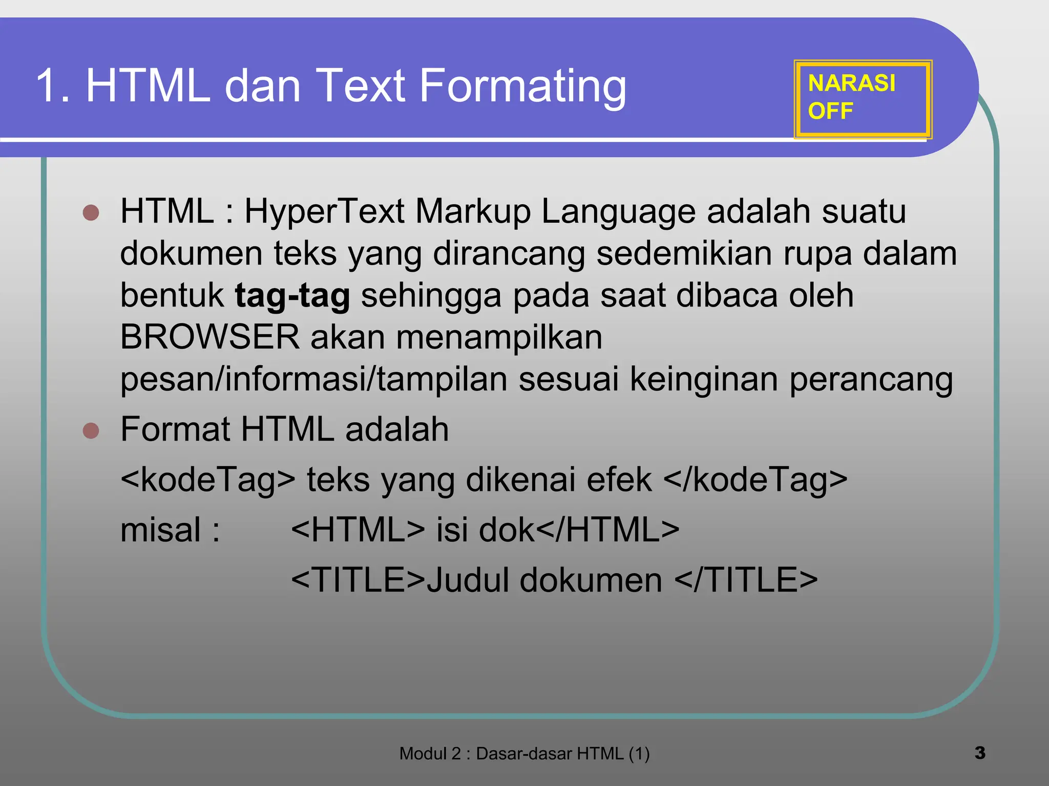 modul dasar html pemula bagi yang ingin mempelajari bahasa html.ppt