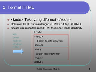 modul dasar html pemula bagi yang ingin mempelajari bahasa html.ppt