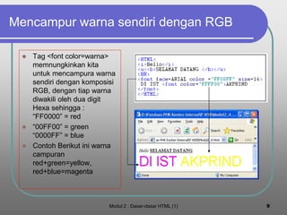 modul dasar html pemula bagi yang ingin mempelajari bahasa html.ppt