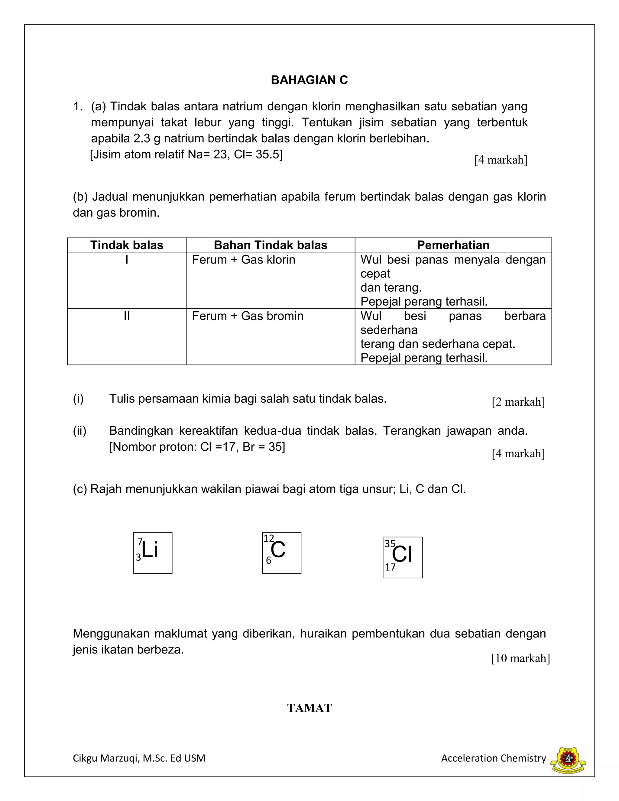 Modul 2 kimia SPM 2014 | PDF