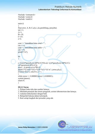 Modul2 metode regula falsi praktikum metode numerik | PDF