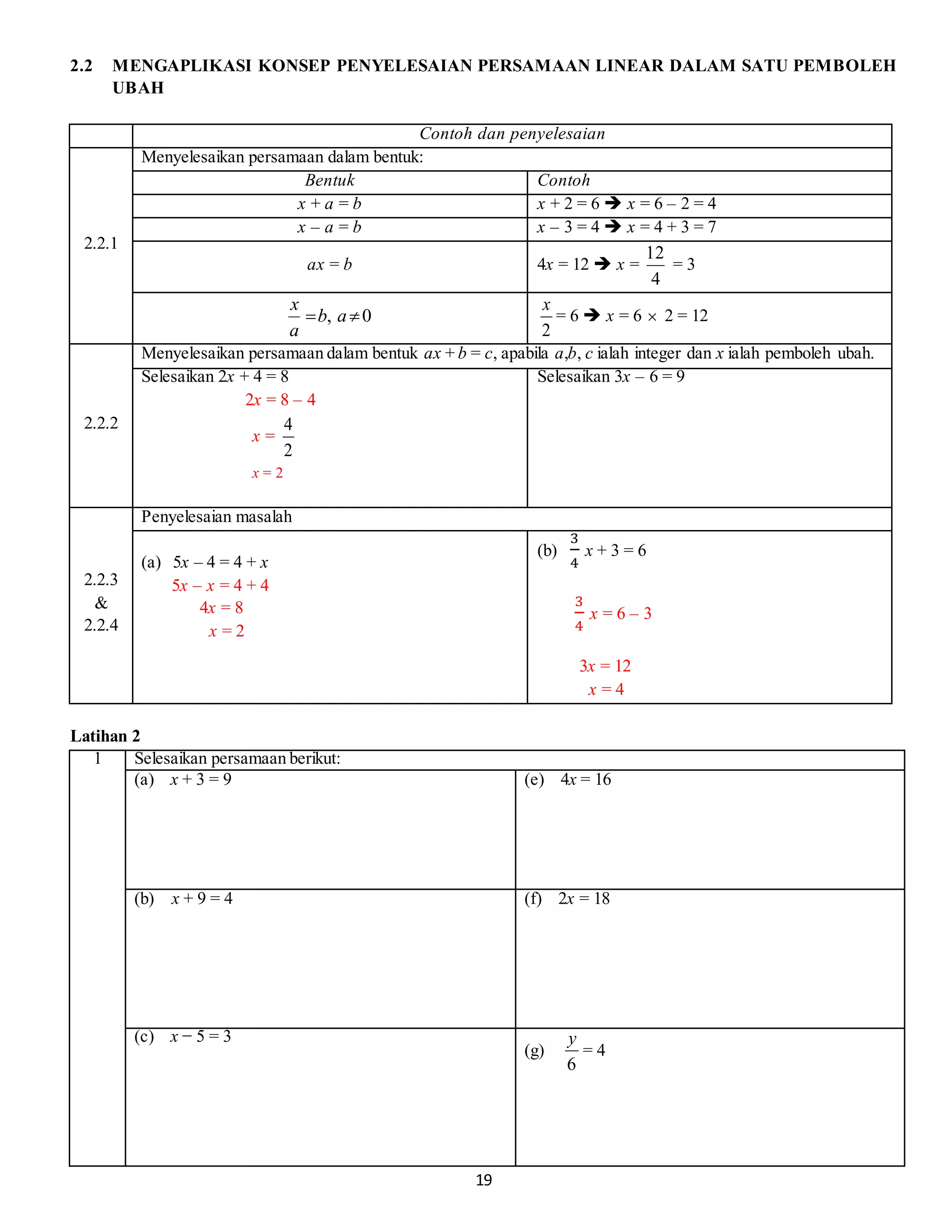 Modul 2 persamaan linear | DOCX