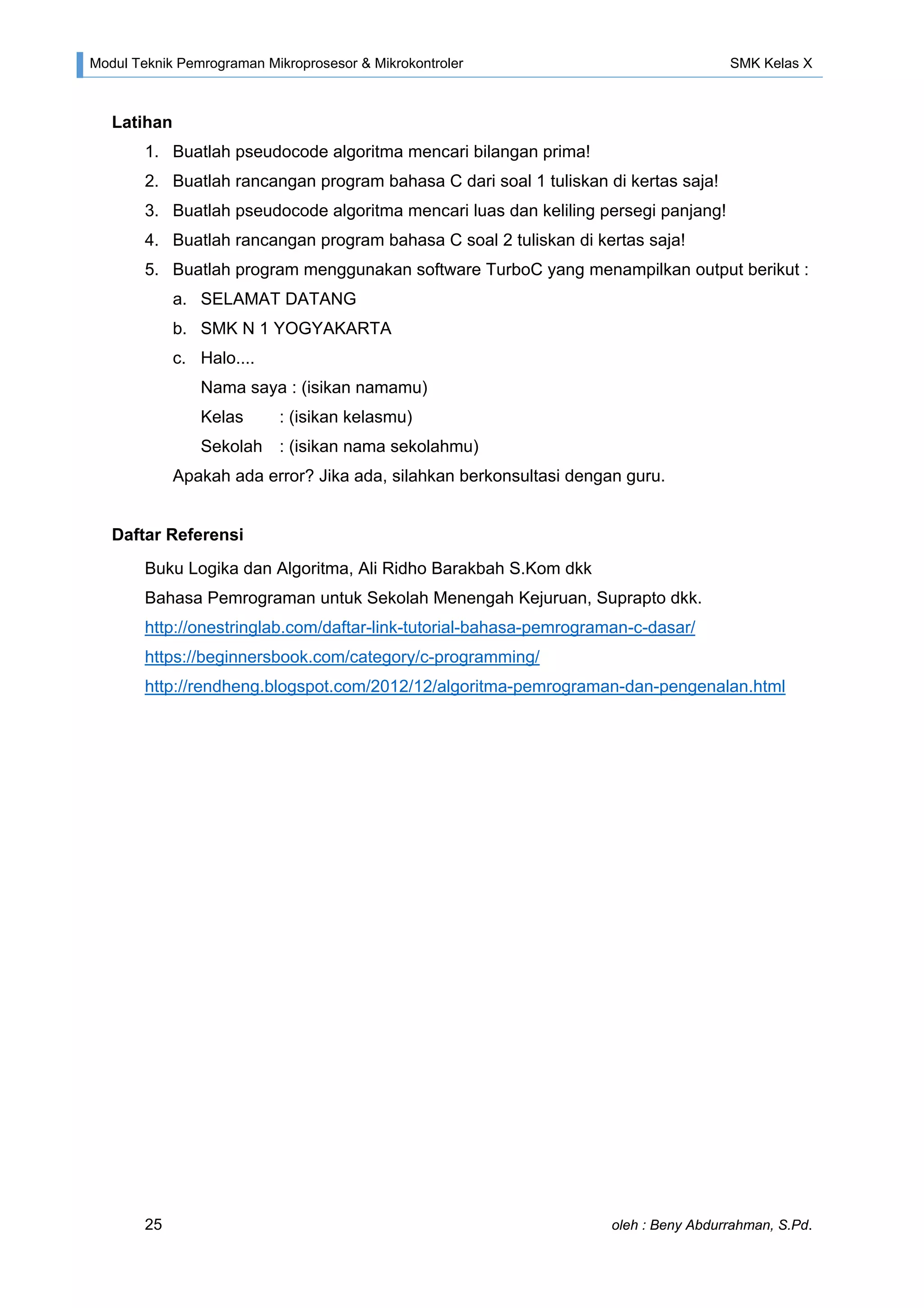 Modul 2 teknik pemrograman mengenal bahasa c dan compiler | PDF