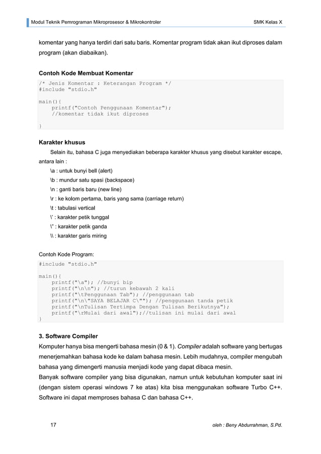 Modul 2 teknik pemrograman mengenal bahasa c dan compiler | PDF