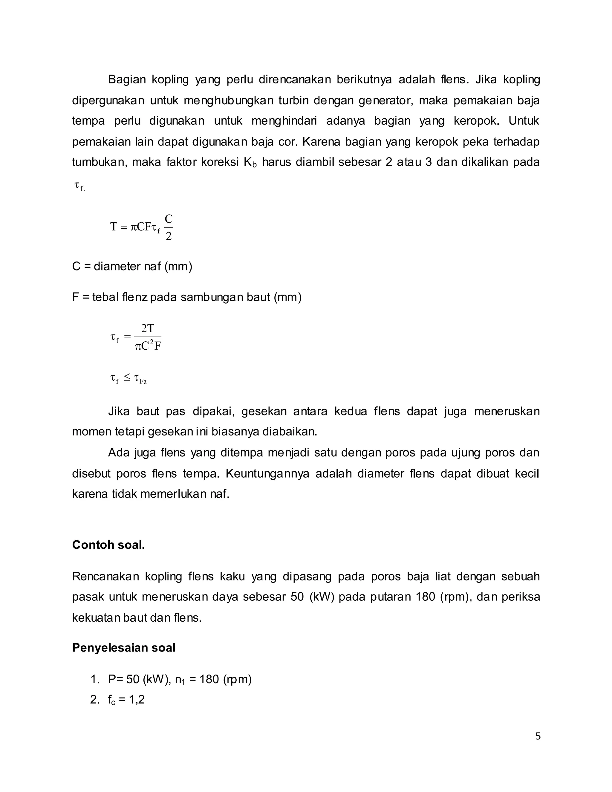 Elemen Mesin 3 - Perencanaan Kopling | PDF