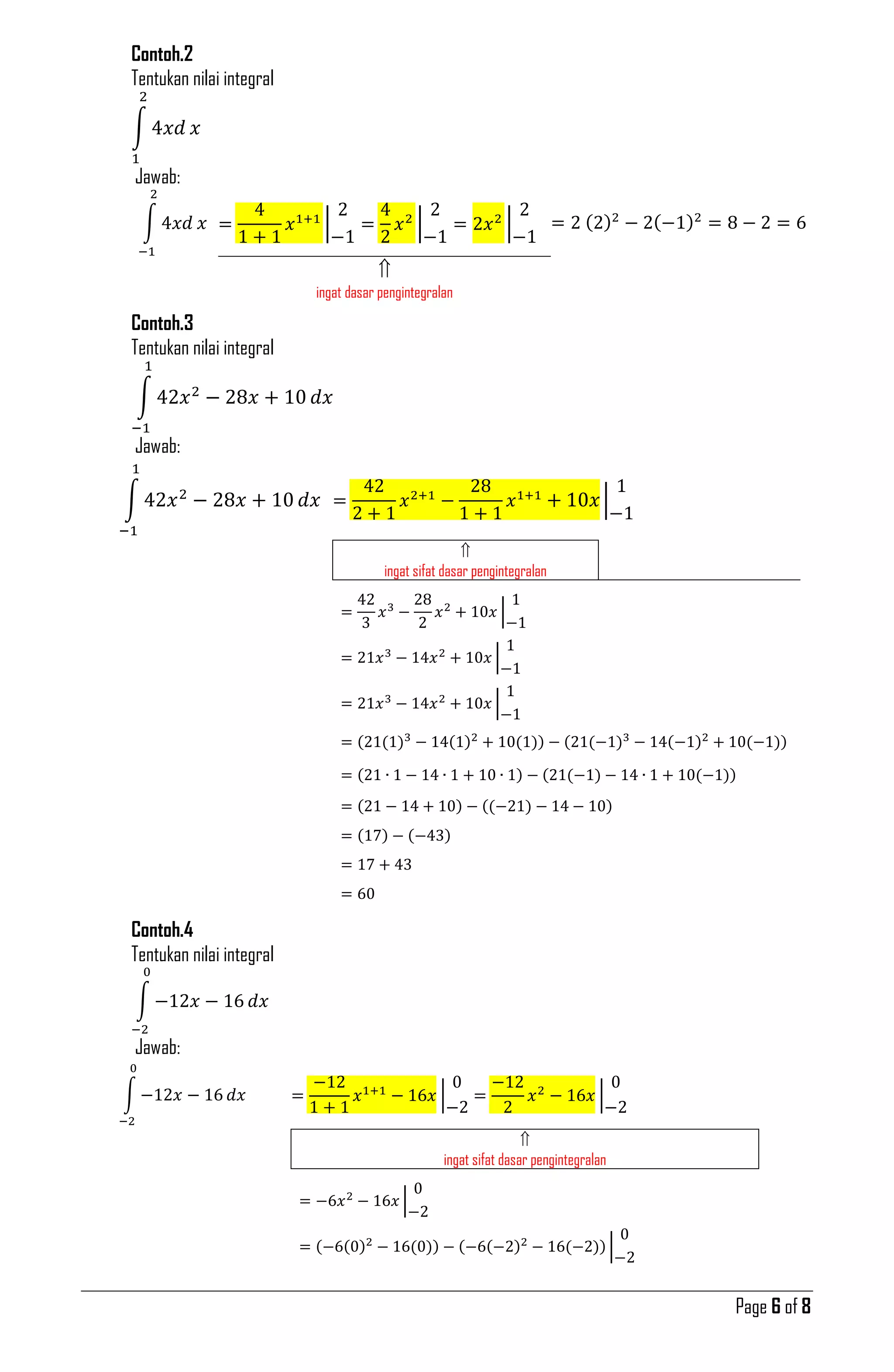 Integral tentu fungsi aljabar | PDF
