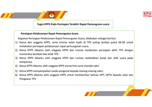 PETUNJUK UNTUK PANITIA PEMUNGUTAN SUARA (KPPS) | PPT