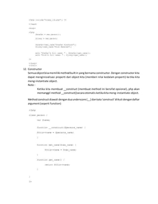 Modul 3 object oriented programming dalam php | PDF