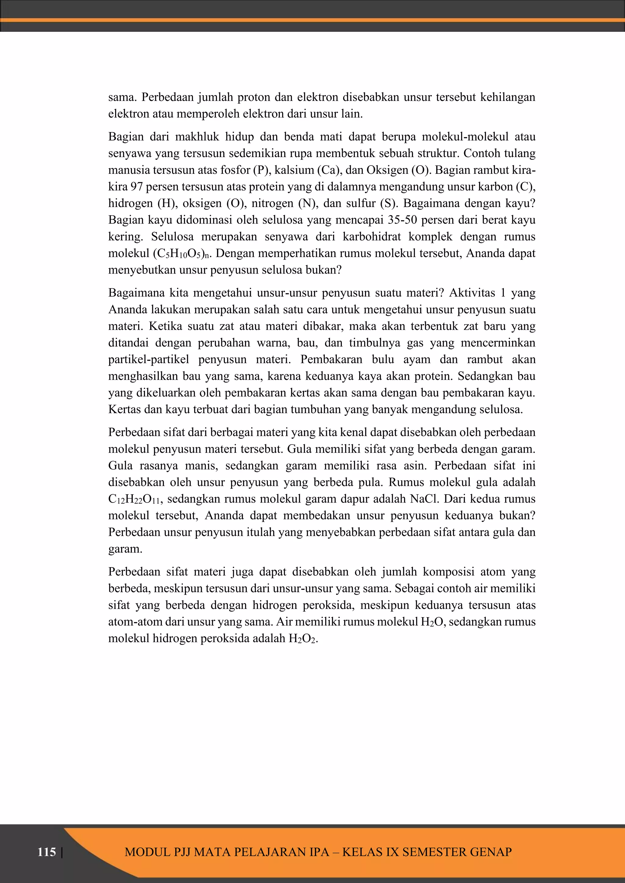 Modul 3 pembelajaran 1-partikel penyusun benda mati dan makhluk hidup | PDF