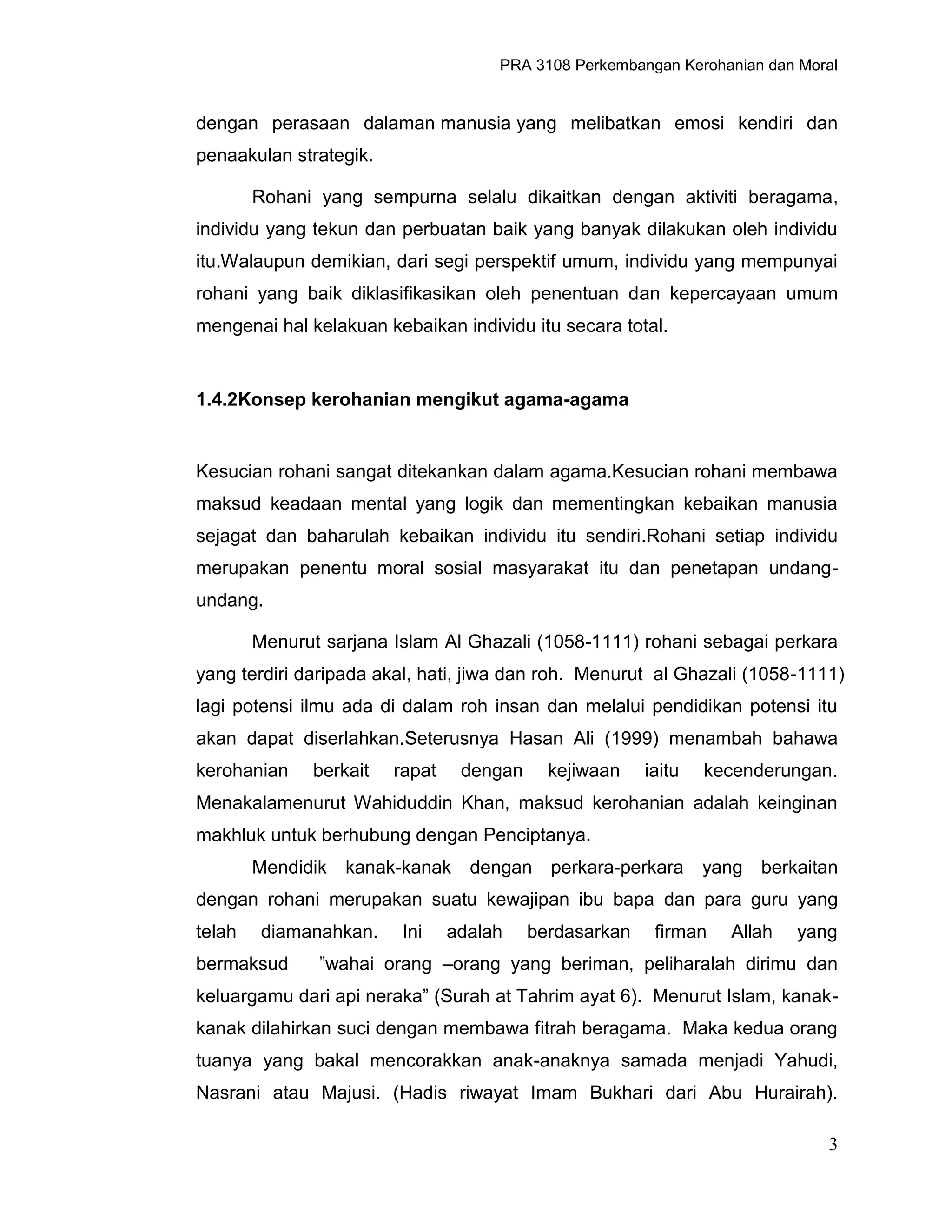 Modul 3108 prekembangan kerohanian dan moral | DOCX